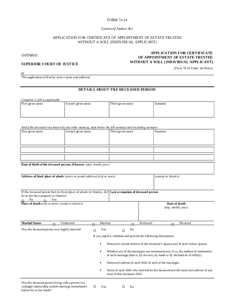 RCP-E 74.14. 74.14, Application for Certificate of Appointment of ...
