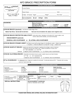 Fillable Online AFO BRACE PRECRIPTION FORM - Orthotic Solutions Fax ...