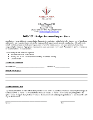 Fillable Online Budget Increase Request Form 2020-2021.docx Fax Email ...