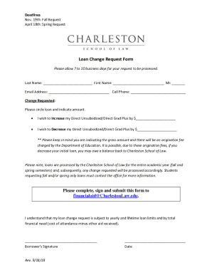 Fillable Online Loan Change Request Form - Charleston School of Law Fax ...