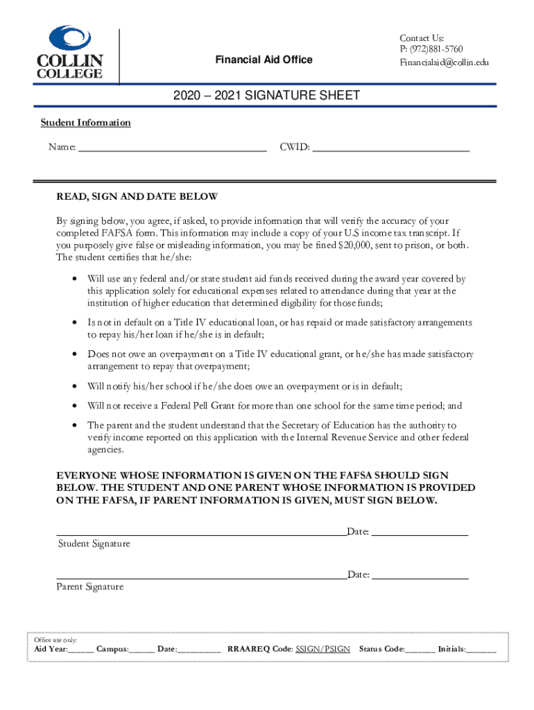 Fillable Online 2020 2021 SIGNATURE SHEET Fax Email Print - pdfFiller