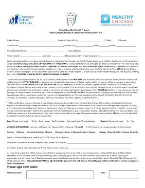 Fillable Online PROOF OF SCHOOL DENTAL EXAMINATION FORM - Chicago ...