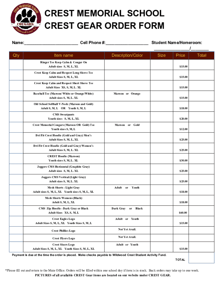 Fillable Online CREST MEMORIAL SCHOOL Fax Email Print - pdfFiller