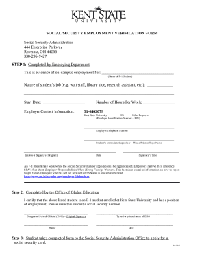 SOCIAL SECURITY EMPLOYMENT VERIFICATION Doc Template | pdfFiller