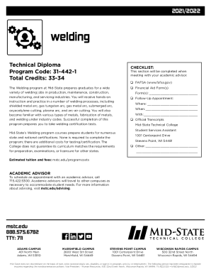 Fillable Online Mid-State Technical College - Welding Program ...