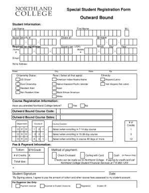 Fillable Online my northland Outward Bound Registration Form Fax Email ...