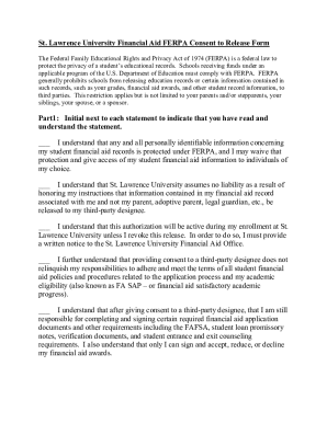 Fillable Online St. Lawrence University Financial Aid FERPA Consent to ...