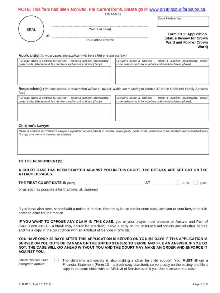 FLR8B.1 - Ontario Court s - ontariocourts on Doc Template | pdfFiller