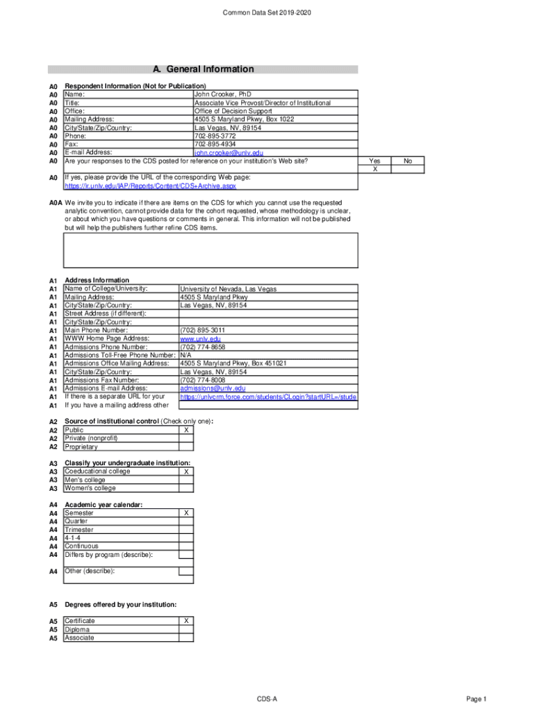 Fillable Online ir unlv Fillable Online 226 Anderson Hall, 919 Mid ...