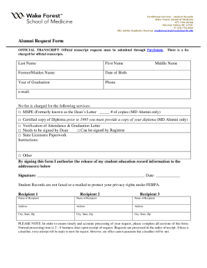 Fillable Online Alumni Request Form - Winston-Salem, NCWake Forest ... Fax Email Print - pdfFiller