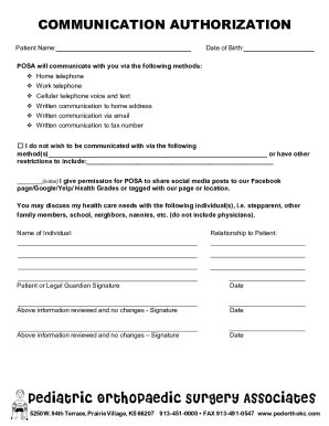 Fillable Online COMMUNICATION AUTHORIZATION for print 082719 Fax Email ...