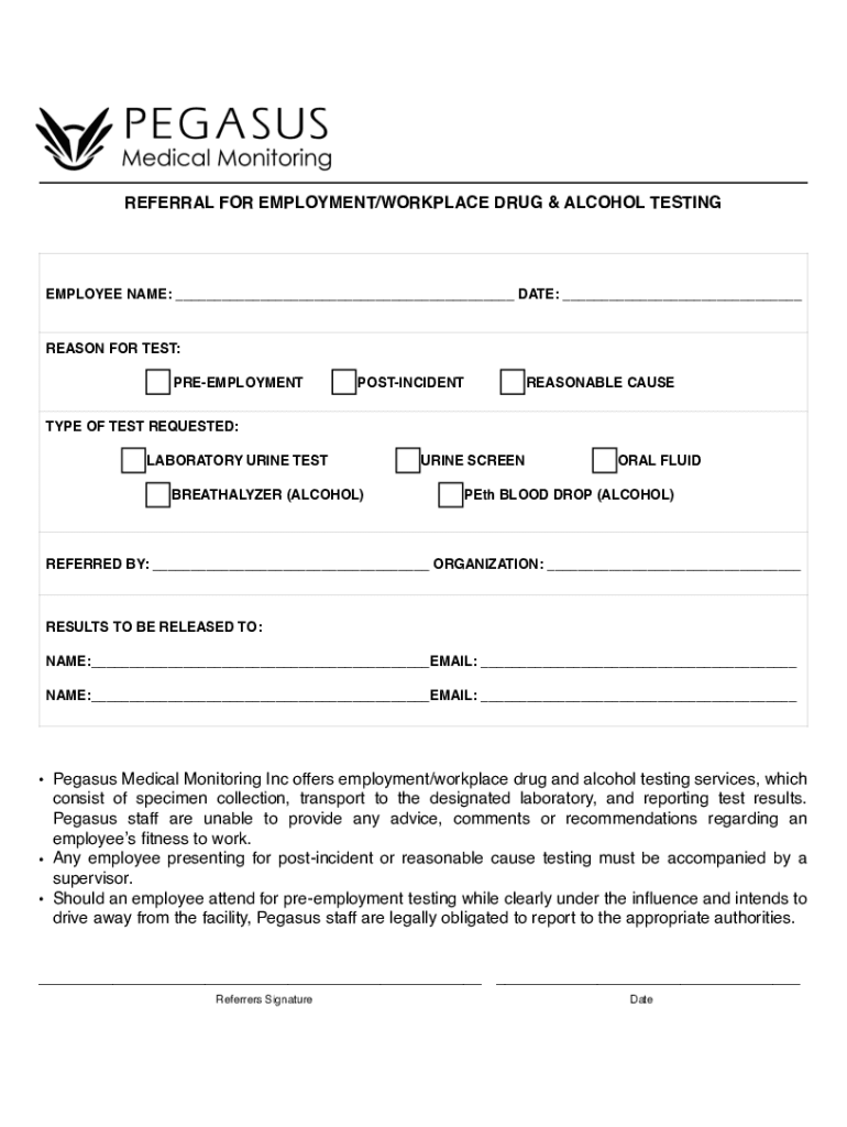 Fillable Online Employment Testing Referral Form Fax Email Print ...
