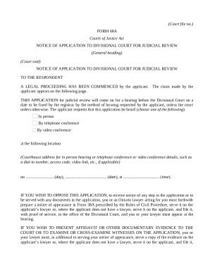 RCP-E 68A. 68A, Notice of Application to Divisional Court for Judicial ...