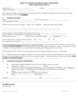 Fillable Online CHANGE OF STATUS FORM (Income ... - Housing Authority ...