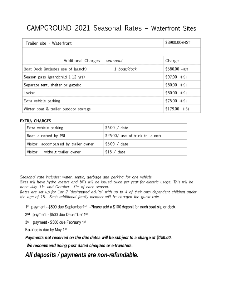 Fillable Online Waterfront Campground forms 2021 Fax Email Print ...