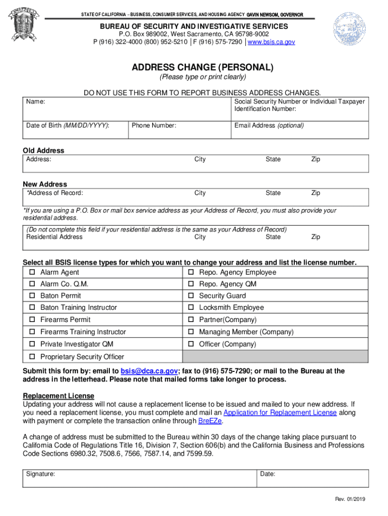 Fillable Online bsis ca 2019-2021 Form CA Security Guard Registration ...