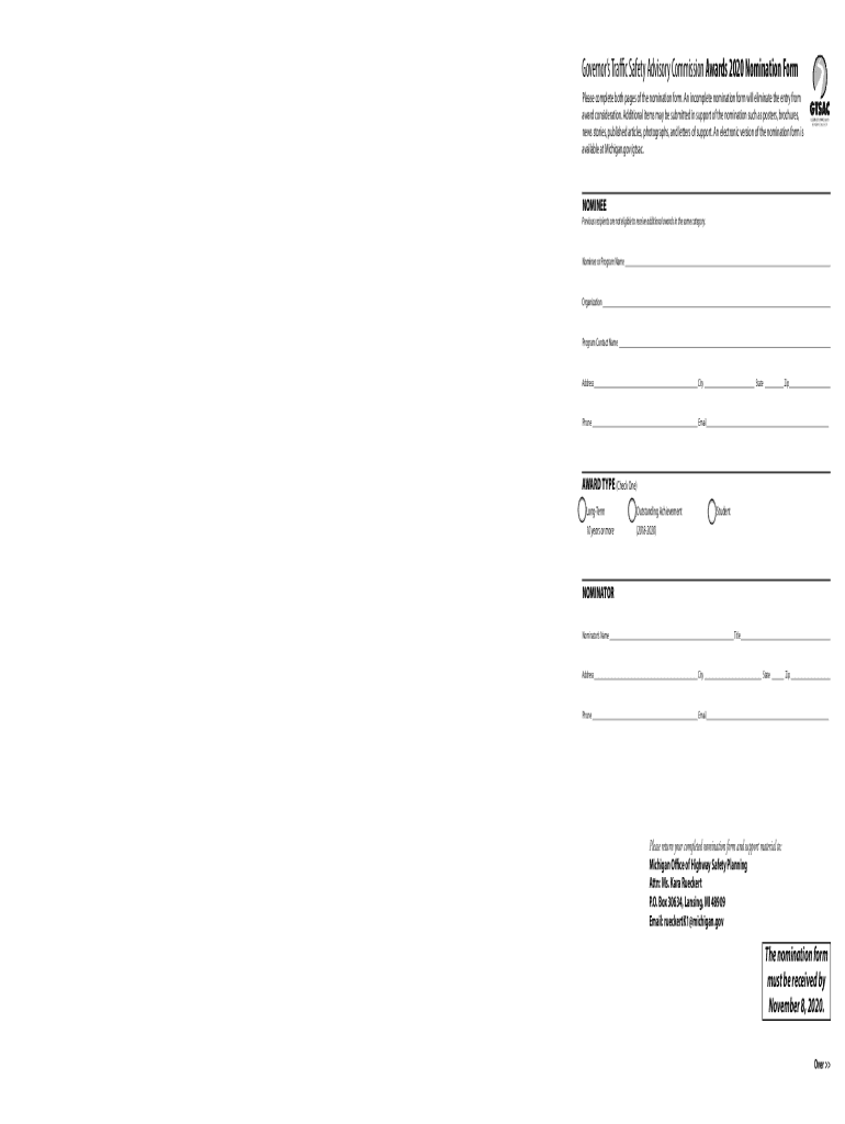 Fillable Online Michigan Office of Highway Safety Planning TRAFFIC ...