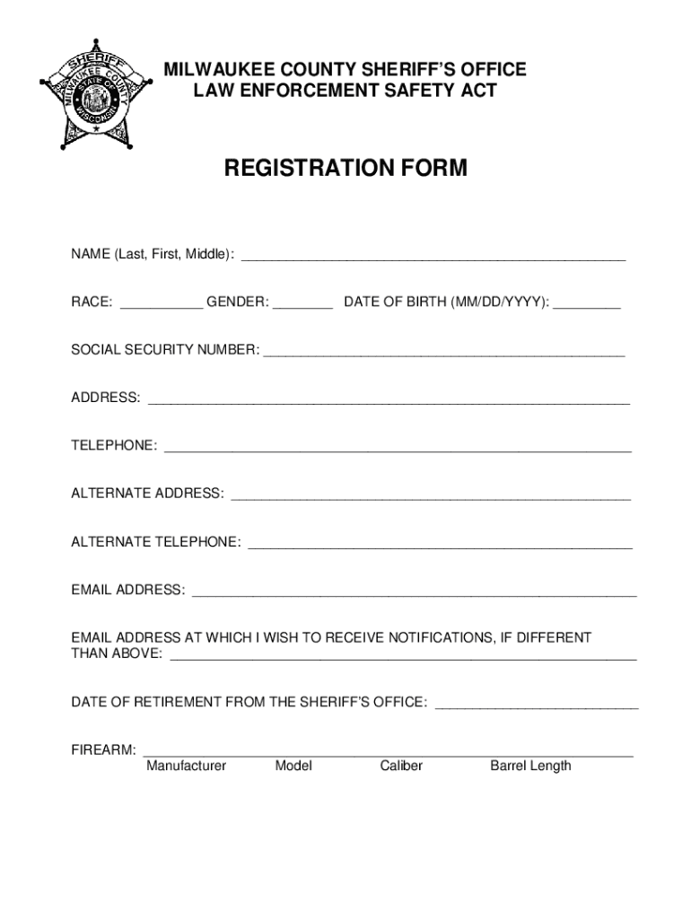 Fillable Online county milwaukee LAW ENFORCEMENT SAFETY ACT Fax Email ...