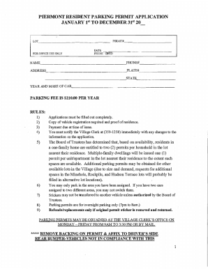 Fillable Online RESIDENTIAL PARKING PERMITResidential Parking Permits ...