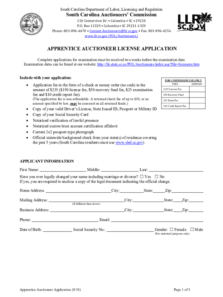 Fillable Online llr sc sc llr Fax Email Print - pdfFiller