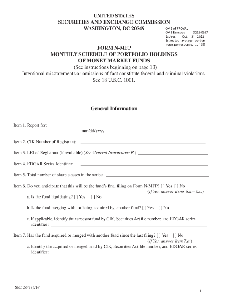 Fillable Online hours per response. . . 1 FORM N-MFP MONTHLY SCHEDULE OF ... Fax Email Print ...