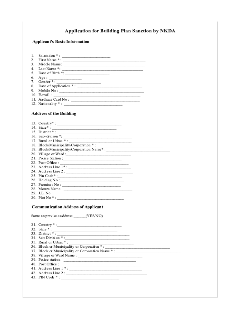 Fillable Online User Manual on Building Plan Sanction by NKDA for State ...