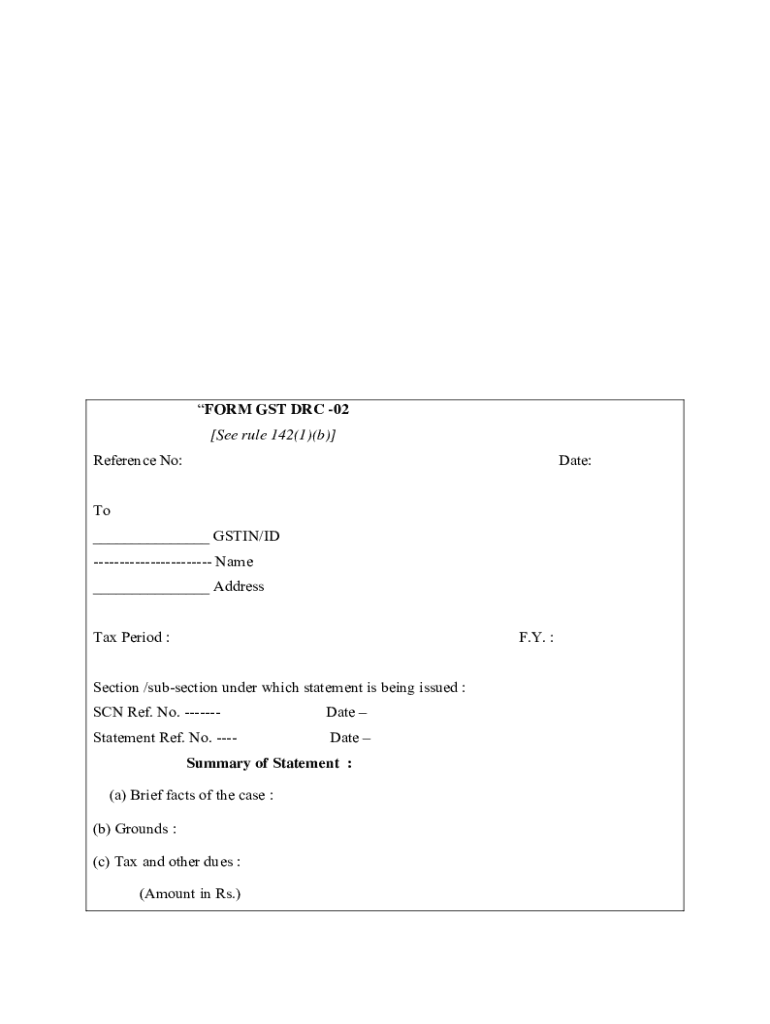 Fillable Online Form GST DRC -02 - GSTZen Fax Email Print - pdfFiller
