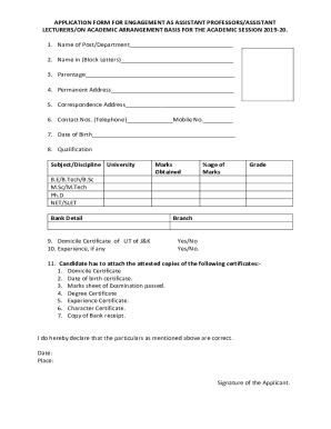 Fillable Online Job Application for Lecturer - DocumentsHub ...