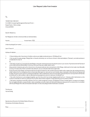 Fillable Online Lien Request Letter from Investor - DSPIMPledge/Lien on ...