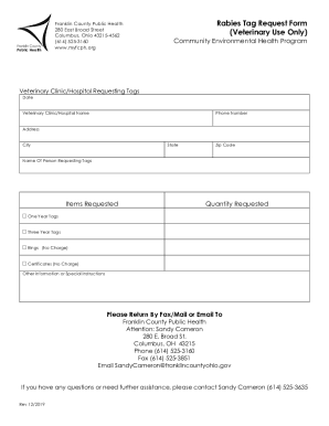 Fillable Online Rabies Tag Request Form Fax Email Print - pdfFiller