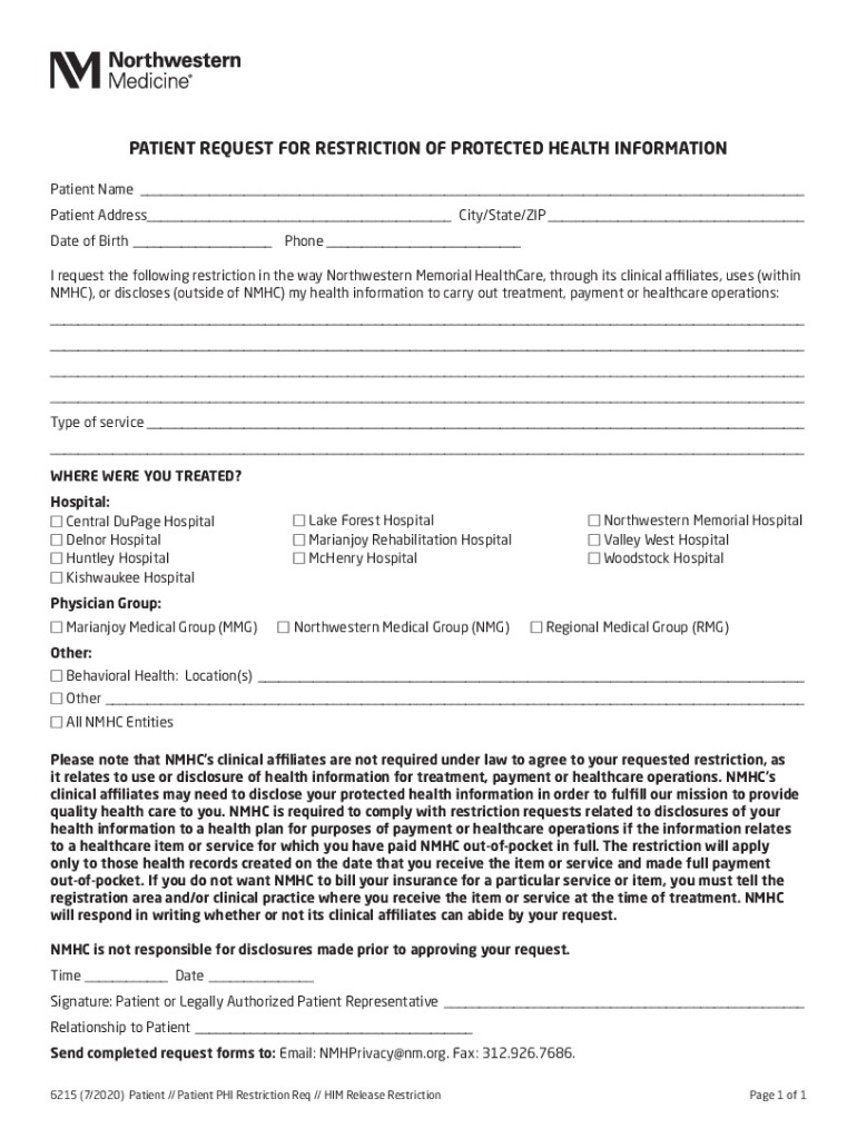 Fillable Online RESTRICTION REQUEST FORM - Missouri State University Fax Email Print - pdfFiller