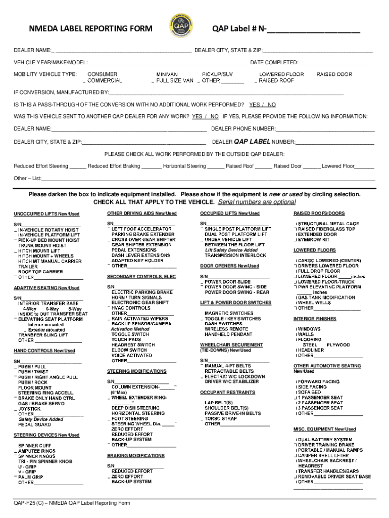 Fillable Online QAP Label Reporting Form Fax Email Print - pdfFiller