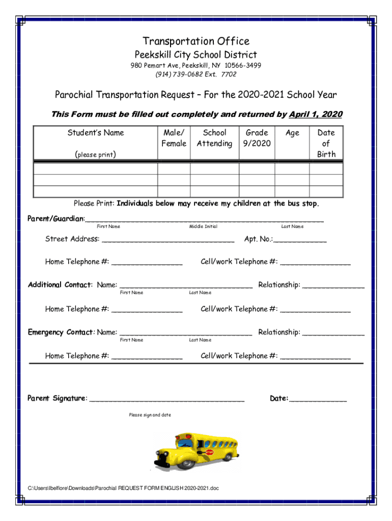 Fillable Online Transportation/Facilities / Forms - Peekskill City ...