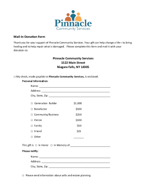 Fillable Online Thank you for your support of Pinnacle Community ...