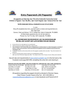 Fillable Online beauty pageant entry forms Fax Email Print - pdfFiller