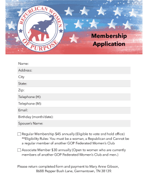 Fillable Online RWOP 2020 Membership Form Fax Email Print - pdfFiller