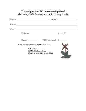 Fillable Online 2021 dues form Fax Email Print - pdfFiller