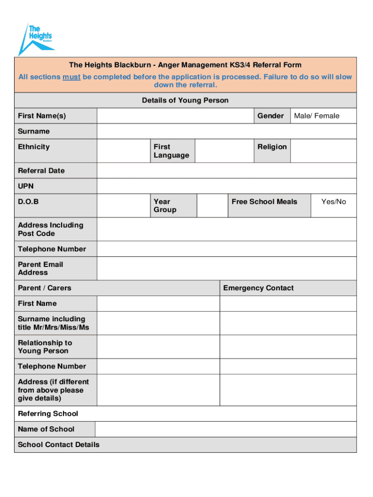 Fillable Online The Heights Free School Referral Form Fax Email Print ...