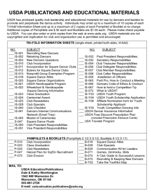 Fillable Online USDA Publications Order Form Fax Email Print - pdfFiller