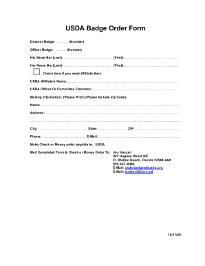 Fillable Online Badge Order Form - USDA Fax Email Print - pdfFiller
