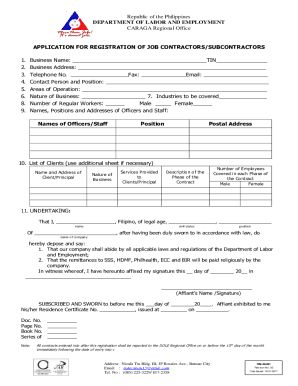 Dole Application Form For Registration Of Job Contractors ...