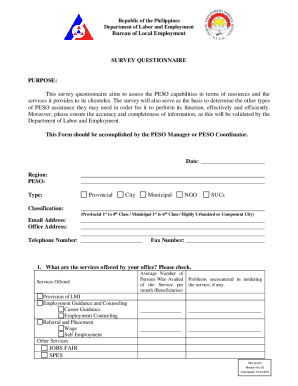 Fillable Online caraga dole gov PESO Survey Form - Forms Philippines ...