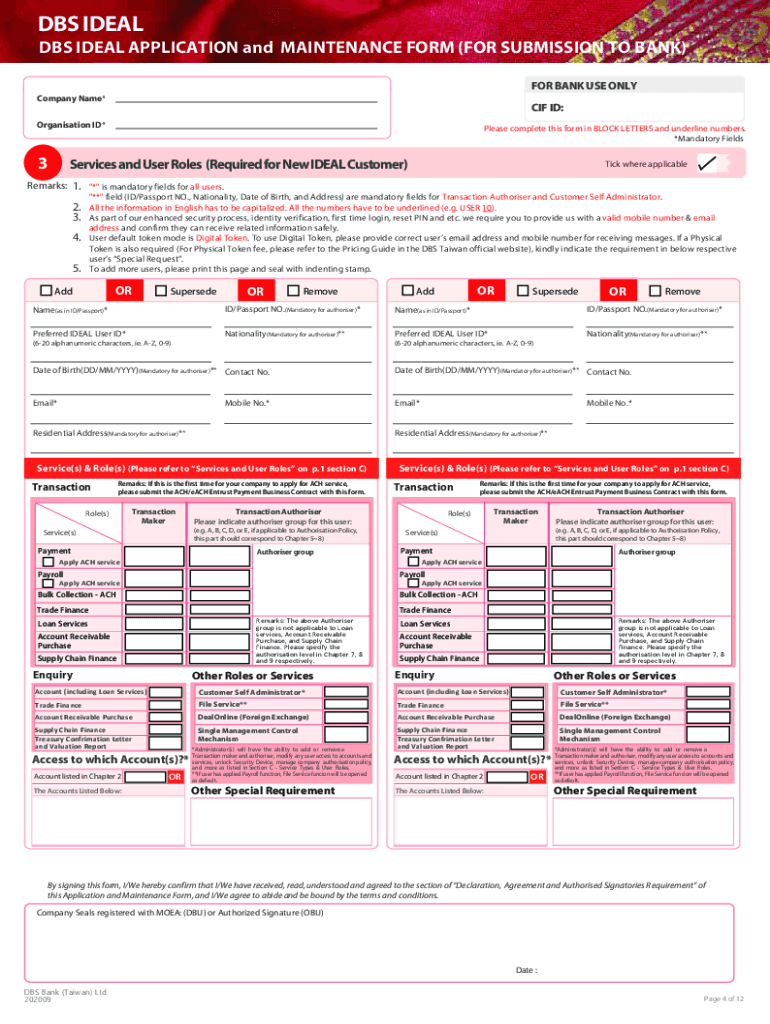 Fillable Online MAINTENANCE FORM - DBS Bank SingaporeMAINTENANCE FORM - DBS Bank ...