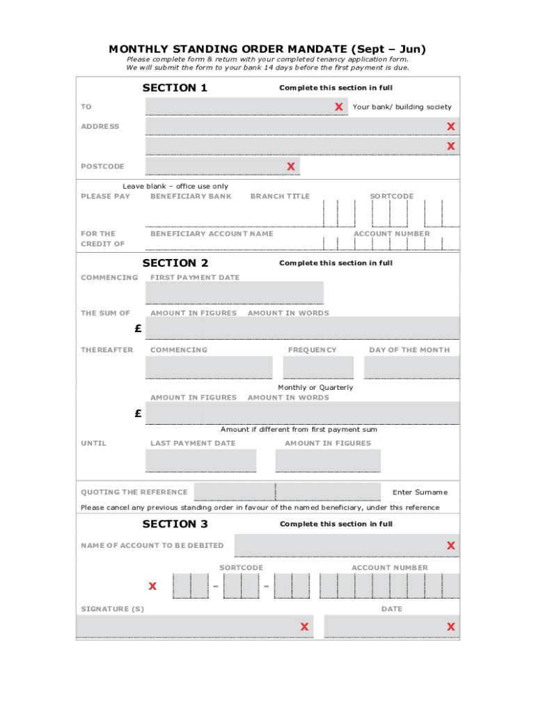 Fillable Online Standing Order Mandate Form TemplateJotFormStanding ...
