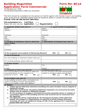 Fillable Online Building Regulation Application Form Commercial Fax ...