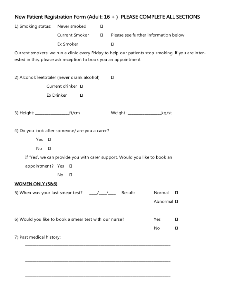 Fillable Online Adult Registration Form - Half Penny Steps Health ...