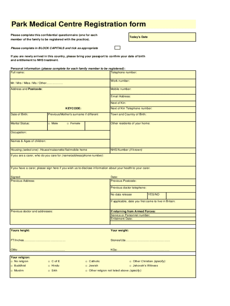 Fillable Online 23+ Patient Registration Form Templates - PDF, DOCFree ...