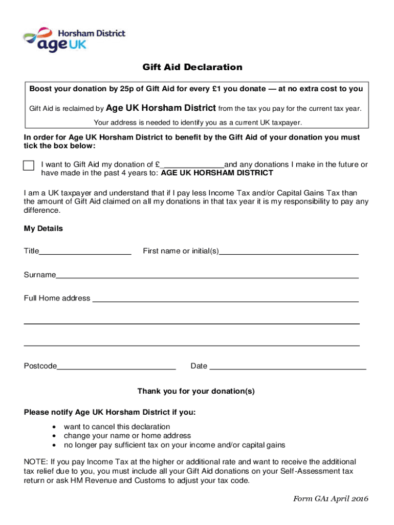 Fillable Online Gift Aid declaration form - macmillan.org.uk Fax Email ...