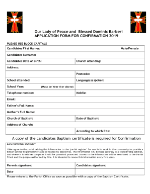 Fillable Online Confirmation Application Form 2019 Fax Email Print ...