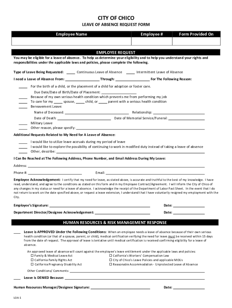 Fillable Online Leave of Absence Request Form (LOA-1) Fax Email Print ...